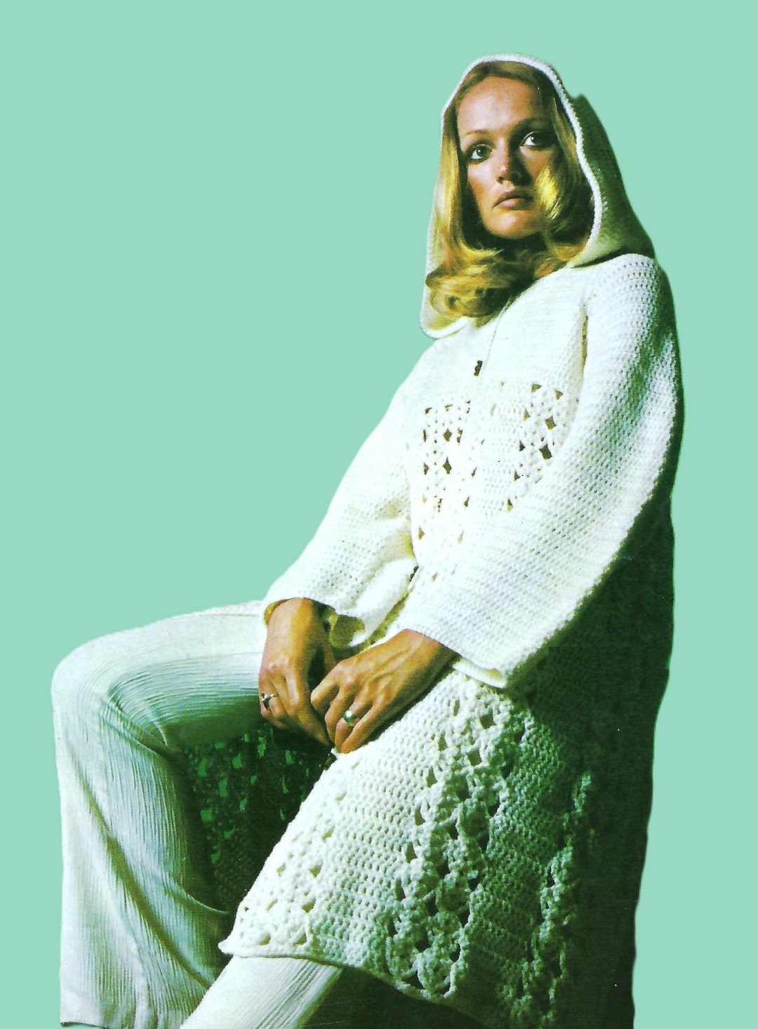 PDF Crochet Pattern Ladies Hooded Coat Women's Long Jacket Cardigan ...