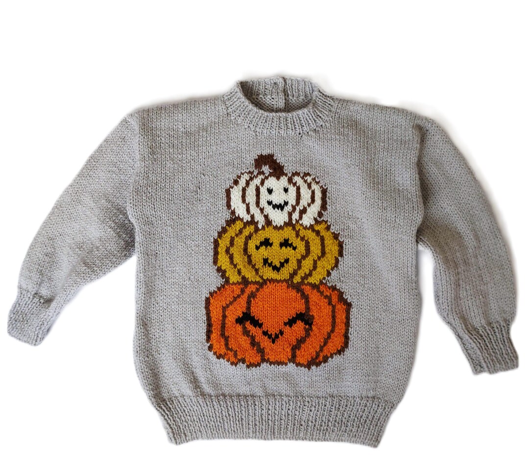 Boys Girls Pumpkin Patch Motif Sweater Spooky Season Halloween Jumper ...