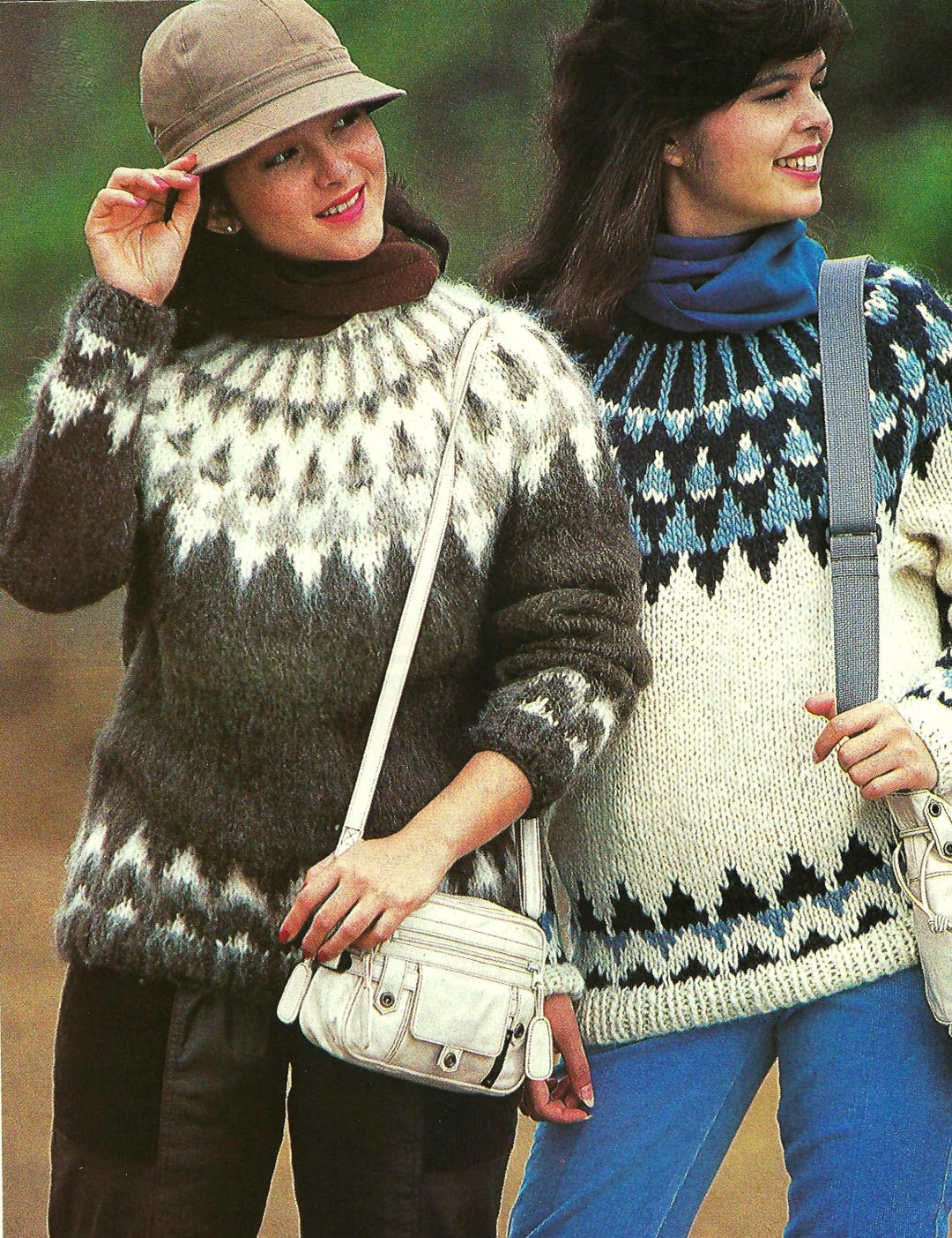 Women's Fair Isle Yoke Sweater Ladies Jacquard Chunky Jumper Icelandic ...