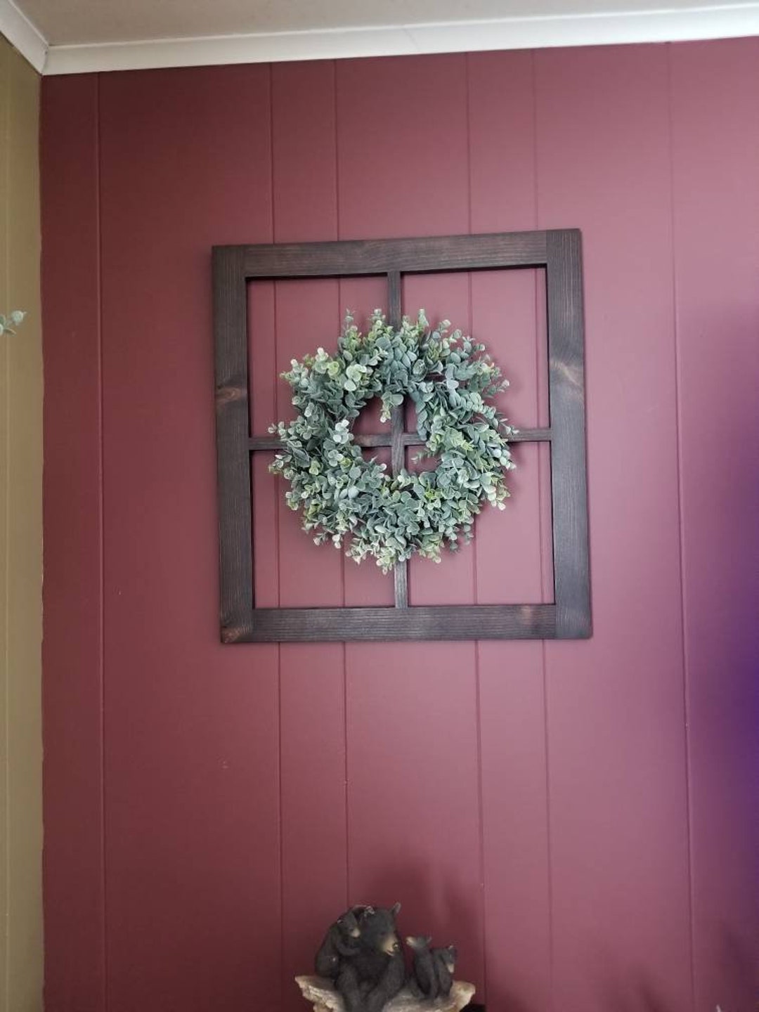 Rustic Window Frame Wall Decor, Handmade, Handcrafted, Stained, Handcut ...