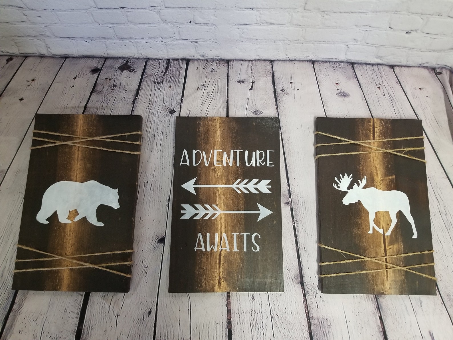 Adventure Awaits With Bear and Moose Signs, Nursery Decor, Boy Room ...