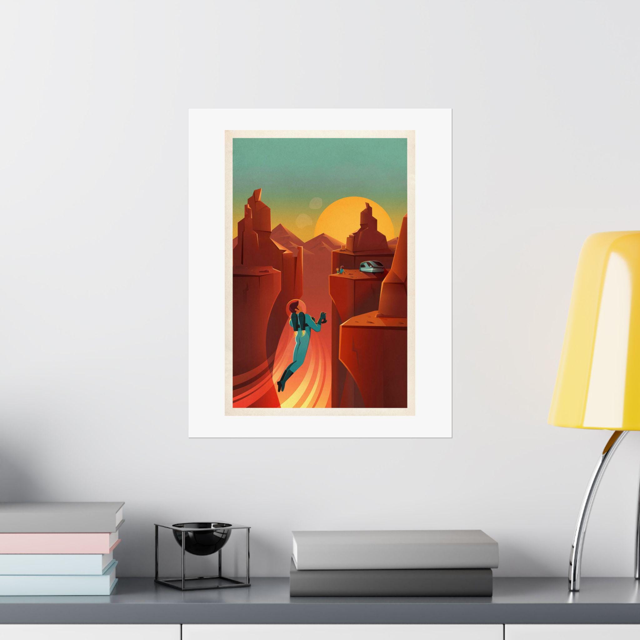 Futuristic 1950s Style Scene Poster Print Retro Sci-fi Wall Art Mid ...