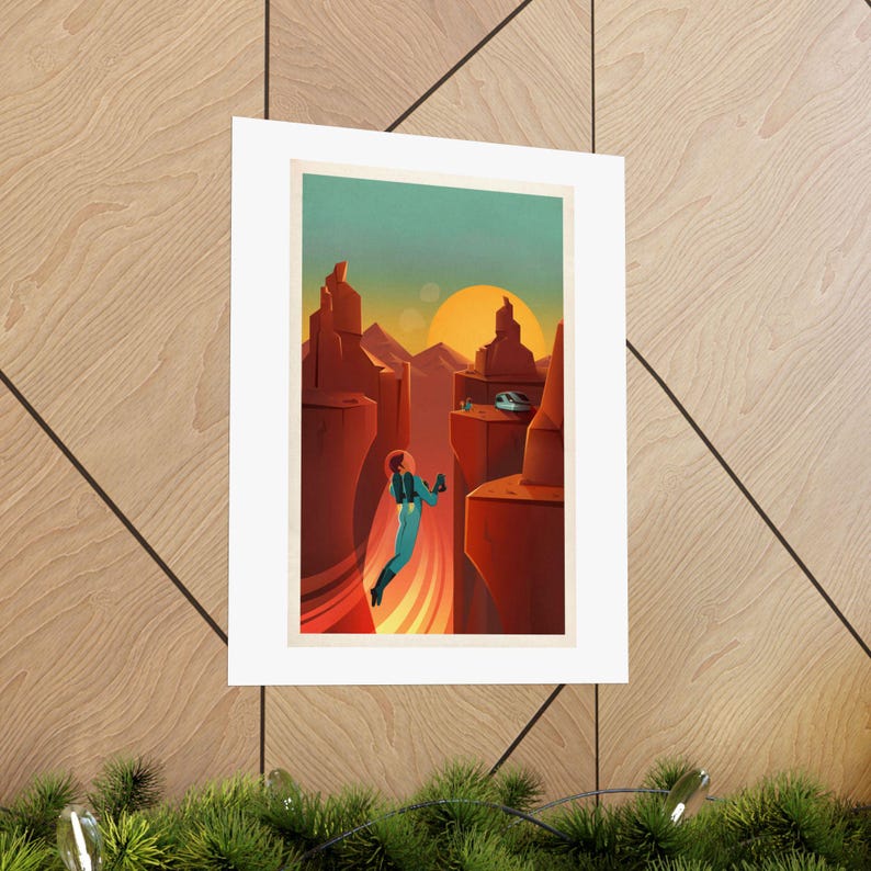 Futuristic 1950s Style Scene Poster Print Retro Sci-fi Wall Art Mid ...