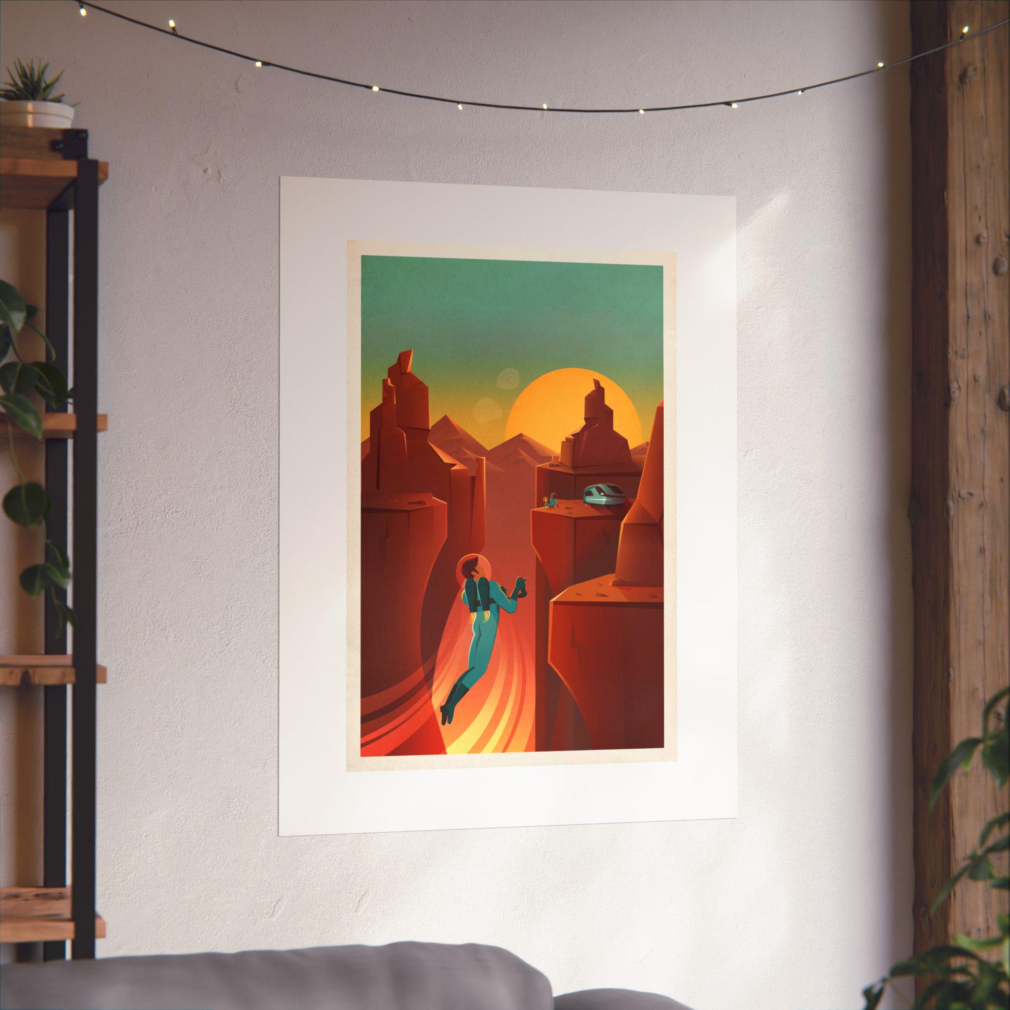 Futuristic 1950s Style Scene Poster Print Retro Sci-fi Wall Art Mid ...