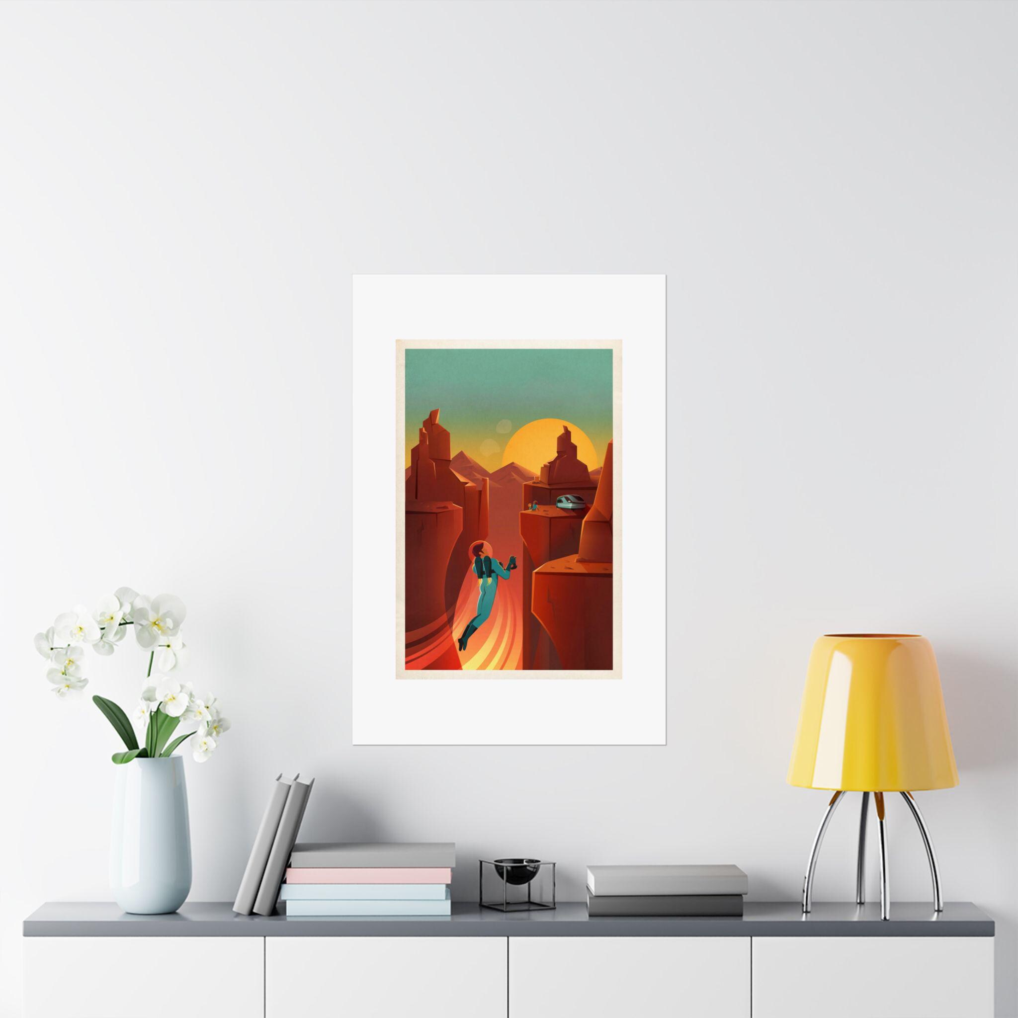 Futuristic 1950s Style Scene Poster Print Retro Sci-fi Wall Art Mid ...