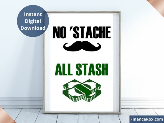 No 'stache All Stash PRINTABLE Women's Personal - Etsy