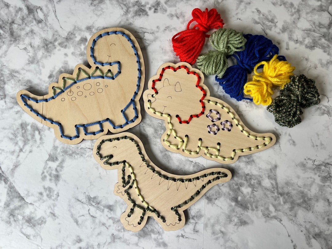 Dinosaur Kids Yarn Sewing Kit - Etsy
