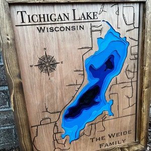 Tichigan Lake Layered Depth Map - Etsy