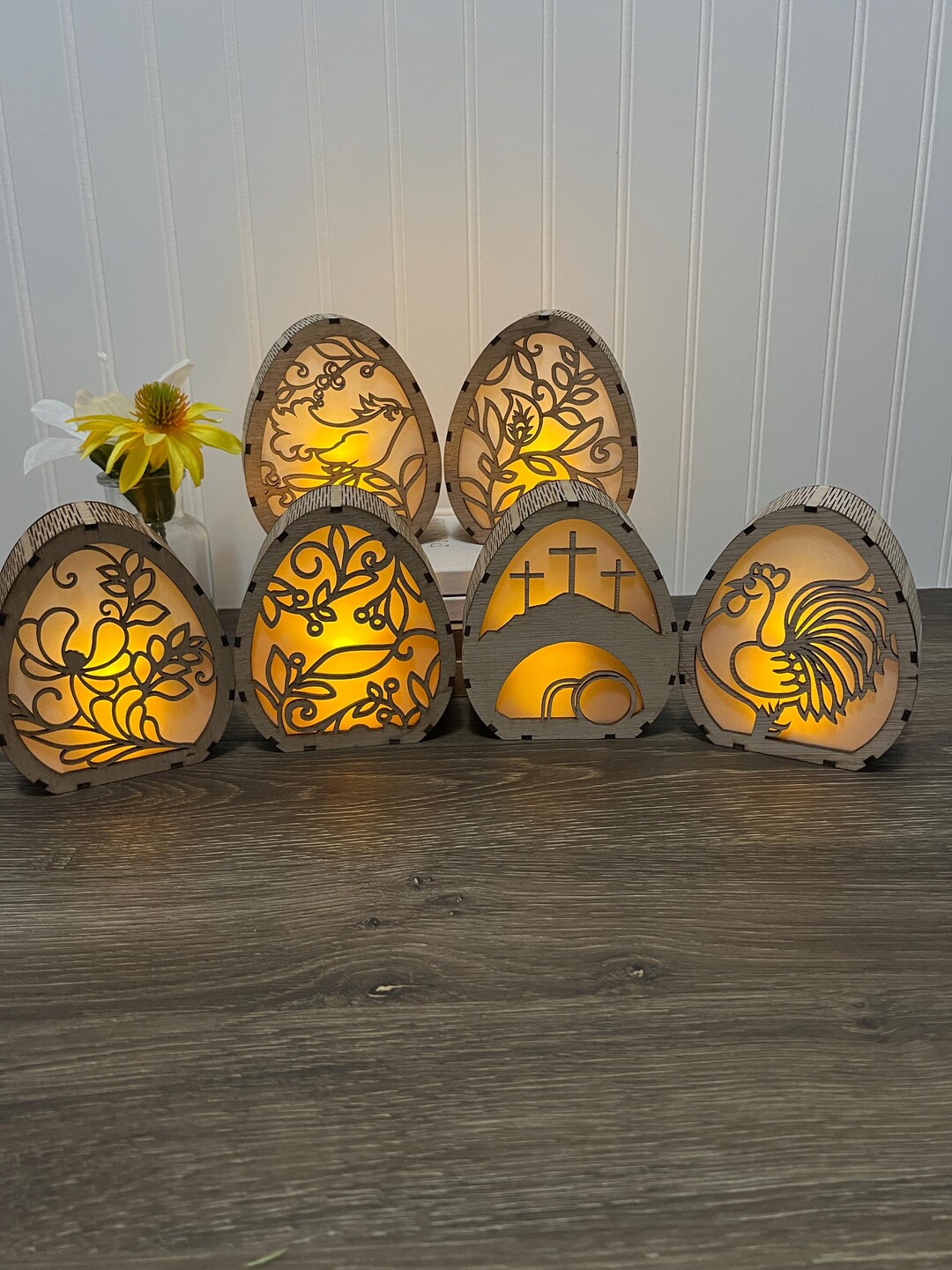 5 Inch Light up Easter Egg Decor, Floral Spring Decor, Resurrection ...