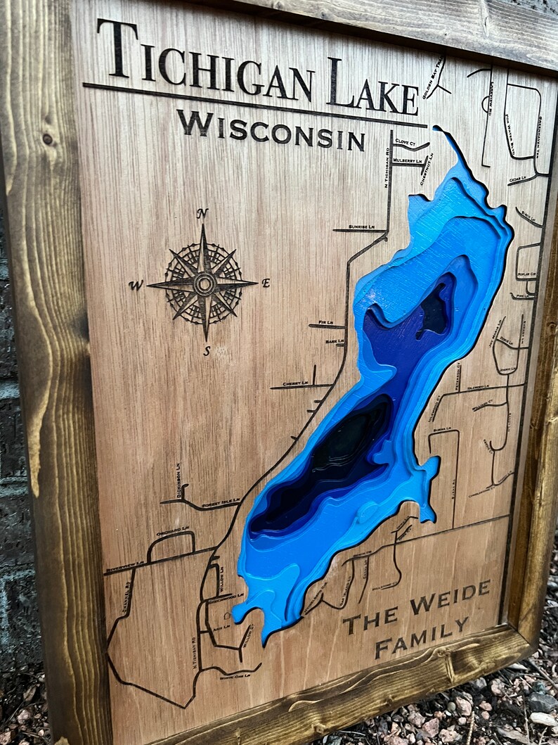 Tichigan Lake Layered Depth Map - Etsy