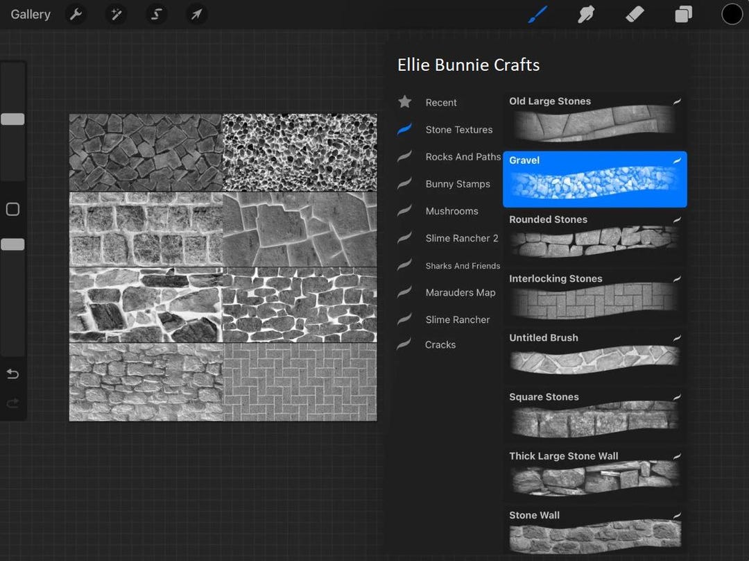Procreate Stone Rock Brick Wall Pathway Texture Brush Set - Digital Art ...