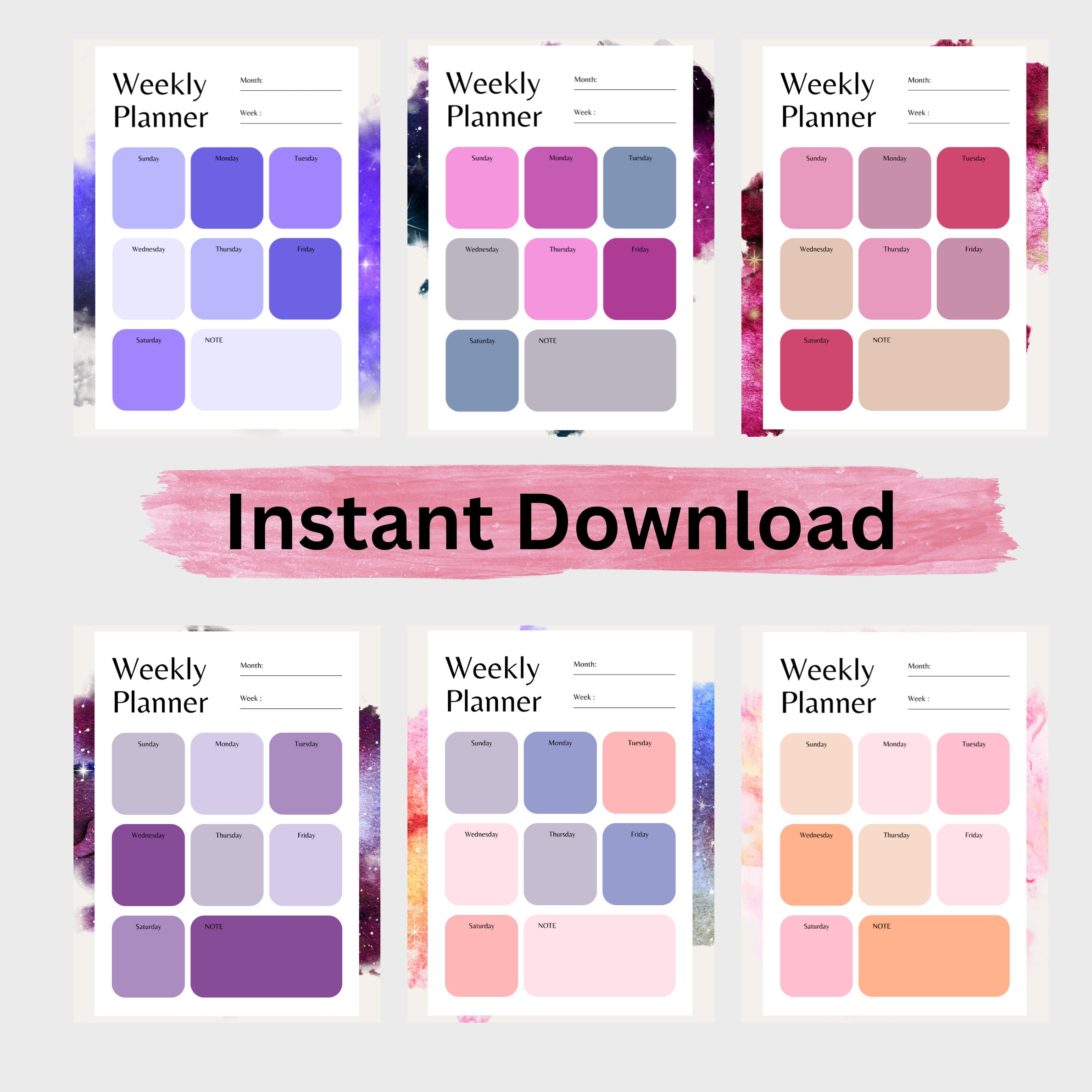 Weekly Planner | Planner | Printable Weekly Planner | Galaxy Weekly ...