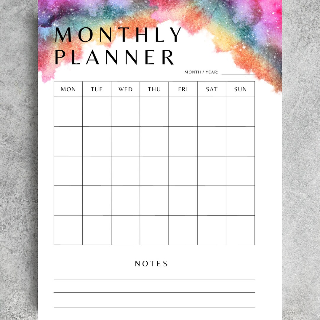 Galaxy Monthly Planner Monthly Planner Printable Editable Planner ...