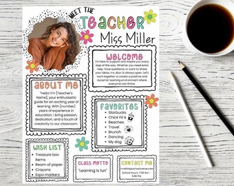 Meet the Teacher Template Back to School Flyer Teacher Introduction ...