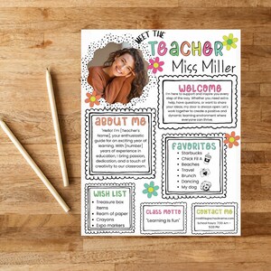 Meet the Teacher Template Back to School Flyer Teacher Introduction ...