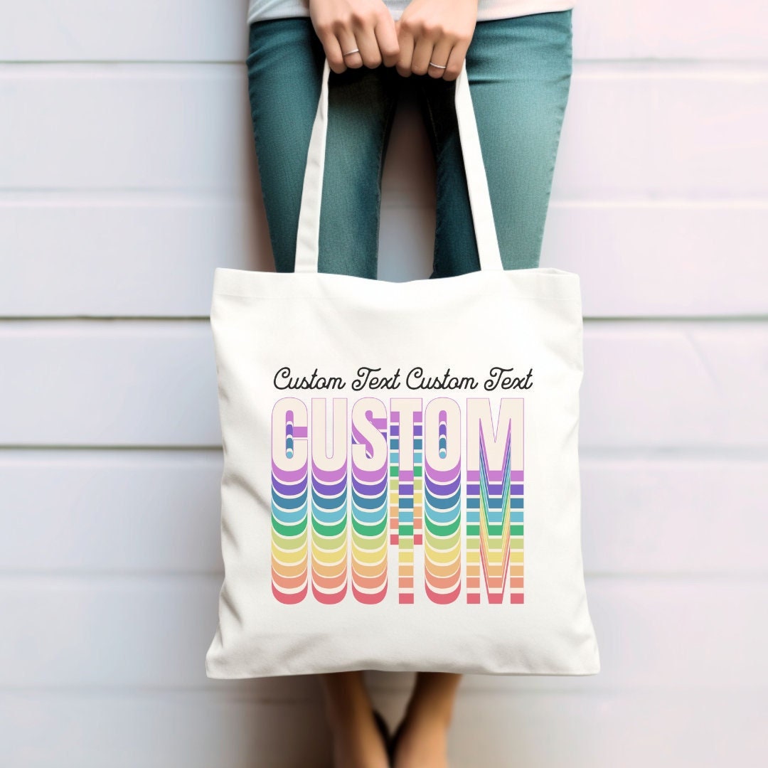 Custom Pride Flag Tote LGBTQIA Ally Gift Personalized Rainbow Pride ...