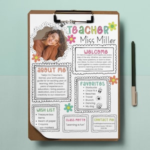 Meet the Teacher Template Back to School Flyer Teacher Introduction ...