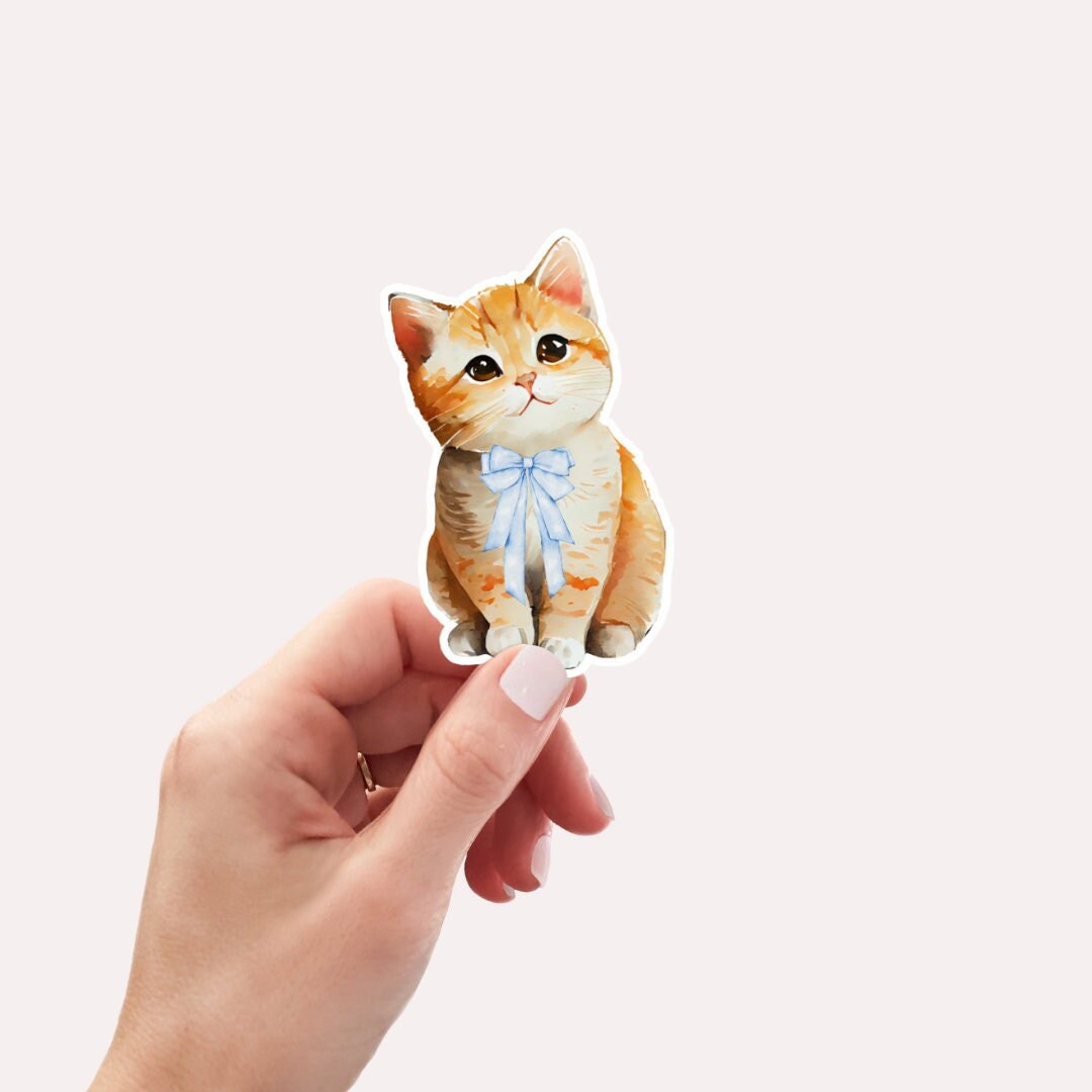 Coquette Cat Sticker Gift Kitten Lover Laptop Sticker Bow Trendy ...