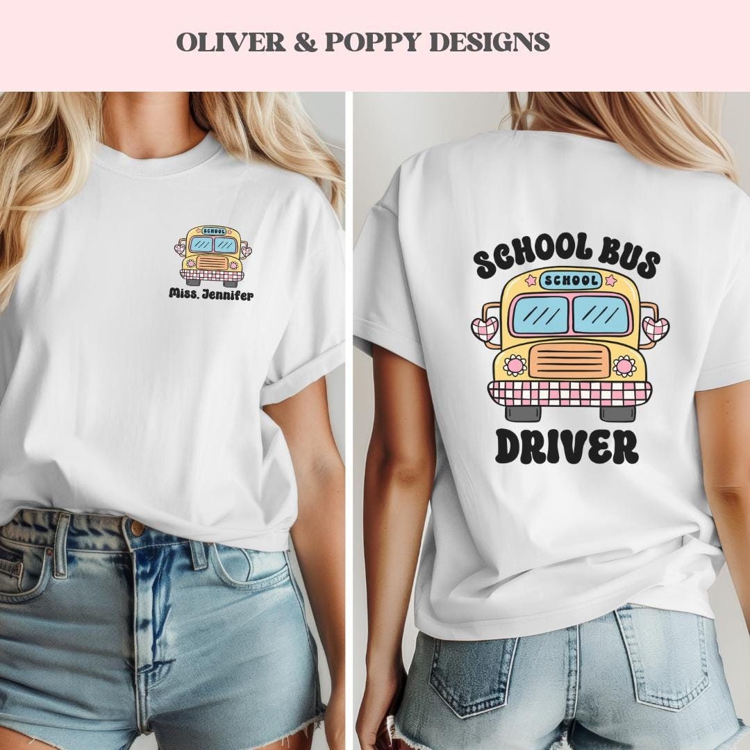 Custom School Bus Driver Shirt Retro Bus Driver Gift School Driver ...