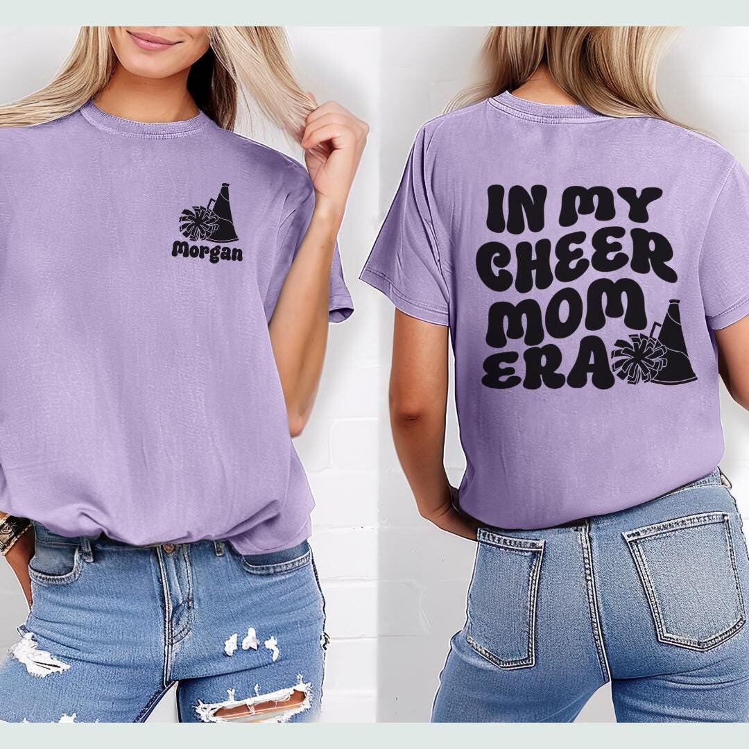 Cheer Mom Shirt Custom Cheer Mom Era Cheerleader Mama Tee in My Cheer ...