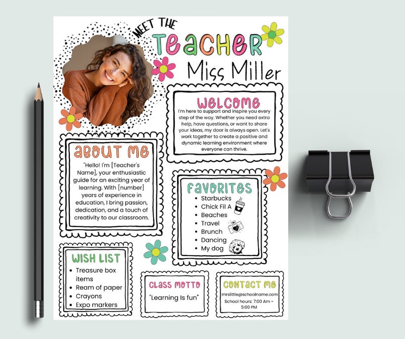 Meet the Teacher Template Back to School Flyer Teacher Introduction ...