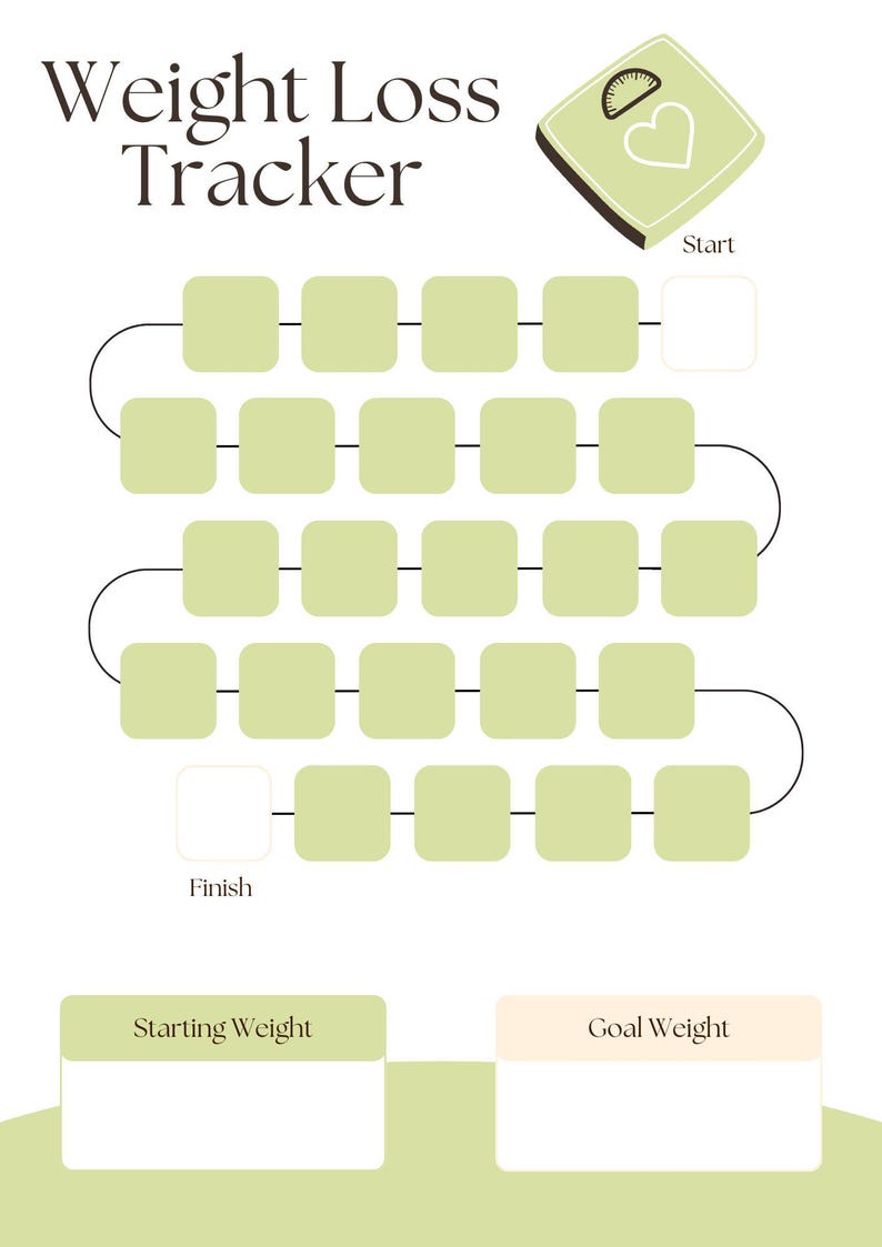 Weight Loss Tracker – Printable | Multiple Colors | Fitness Planner ...