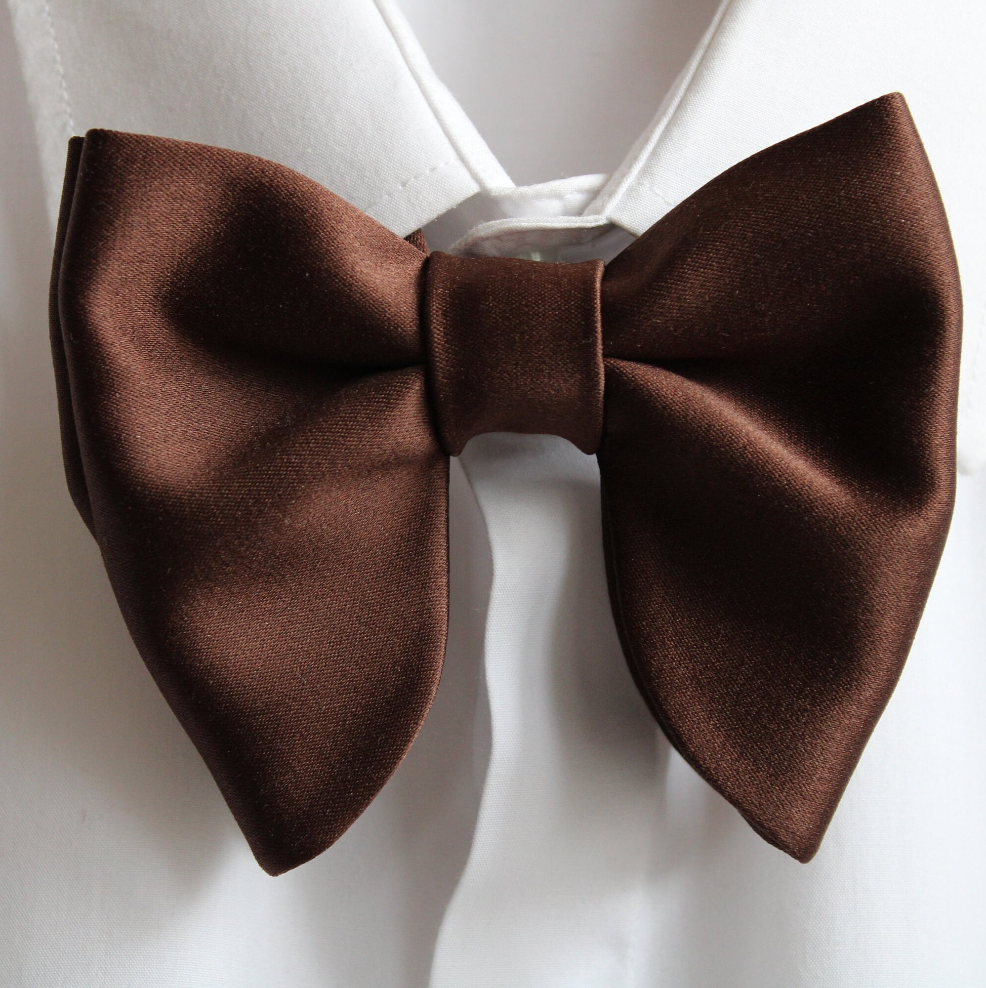 Brown Oversized Butterfly Bow Tie / Chocolate Satin Big Bow Tie ...