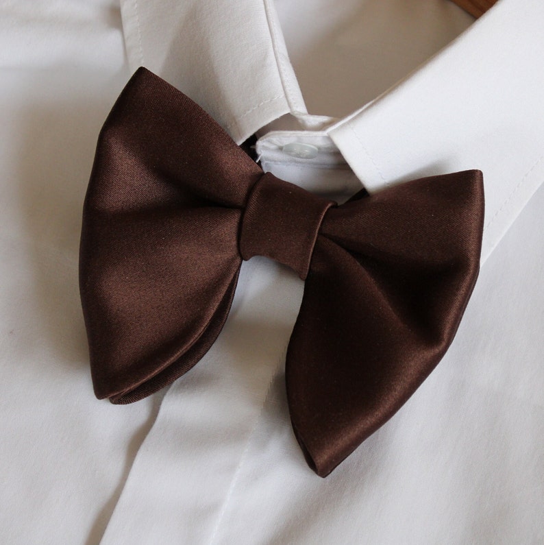 Brown Oversized Butterfly Bow Tie / Chocolate Satin Big Bow Tie ...