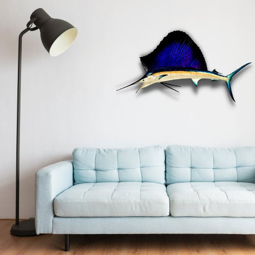 Stunning 58'' Sailfish Half-side Fish Mount - Beautifully Painted and ...