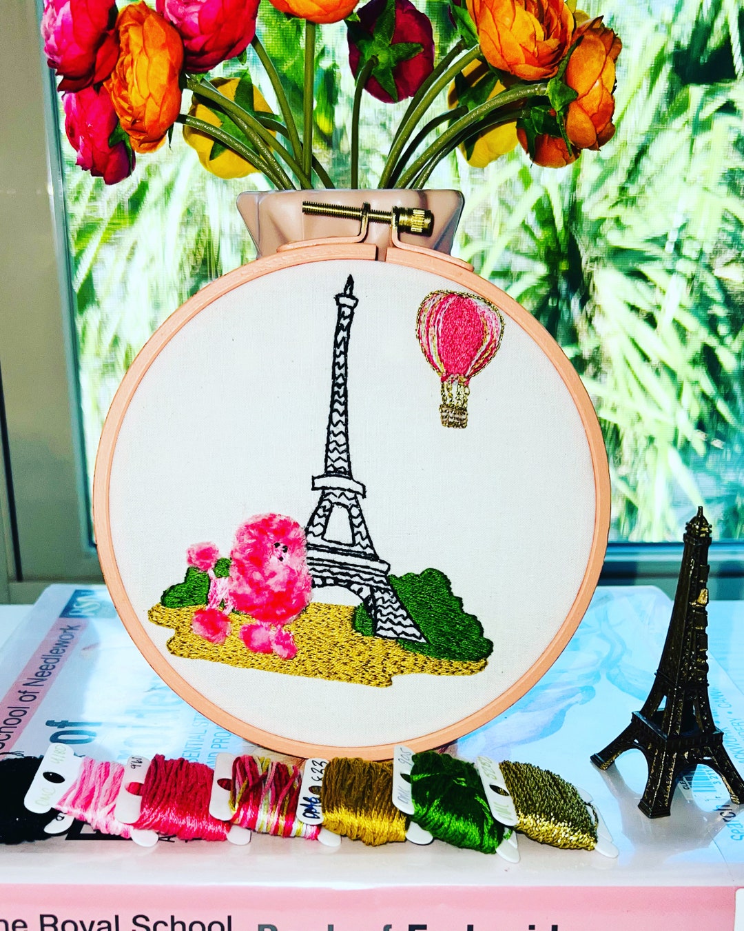 Poodle in Paris Embroidery Pattern Intermediate Printable - Etsy