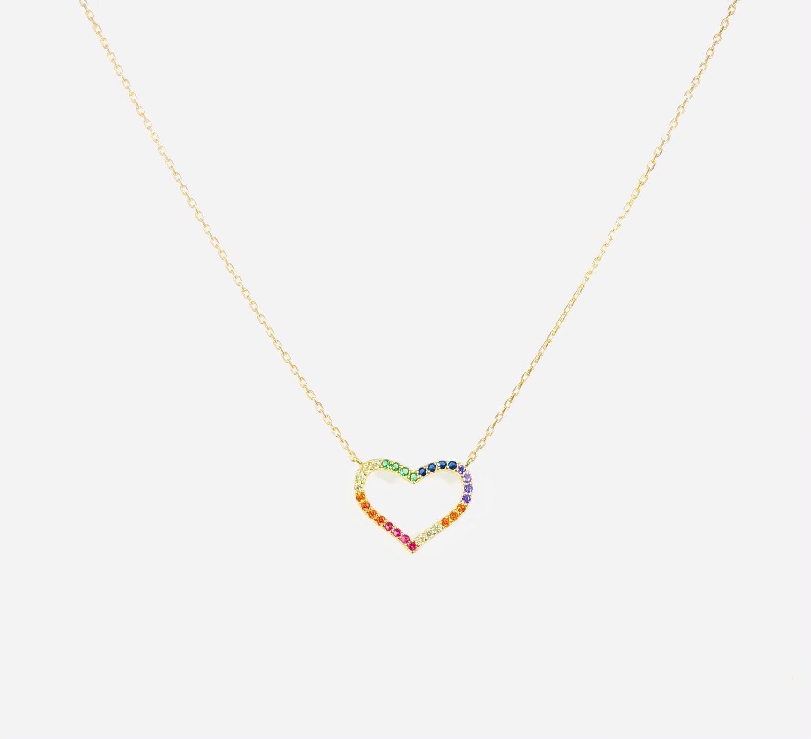 Rainbow Heart Necklace (sterling Silver or 16K Gold) - Etsy