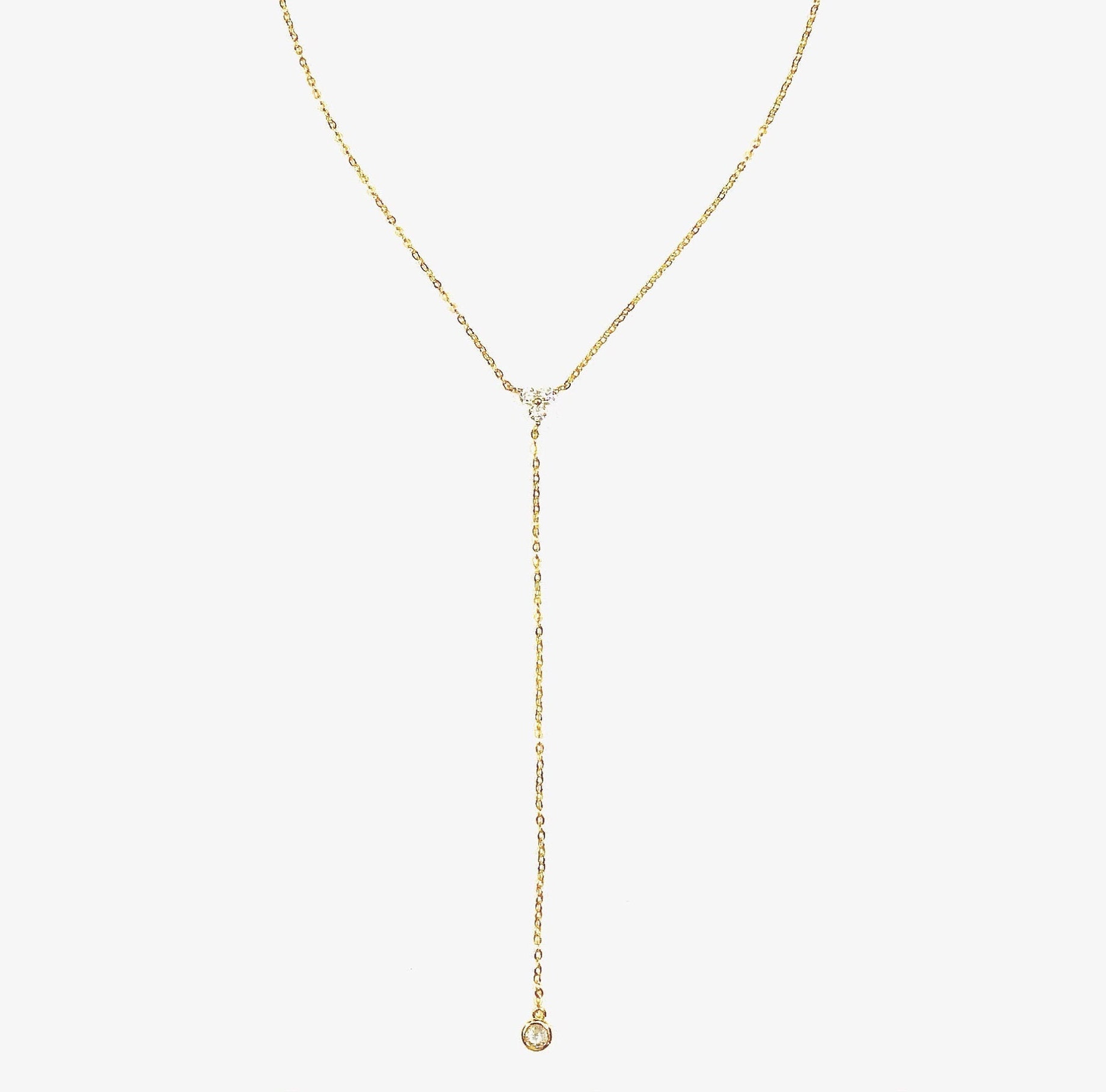 Crystal Drop Y Necklace (16k Gold or Silver Options) - Etsy