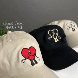 Embroidered Sad Heart Cap - Etsy