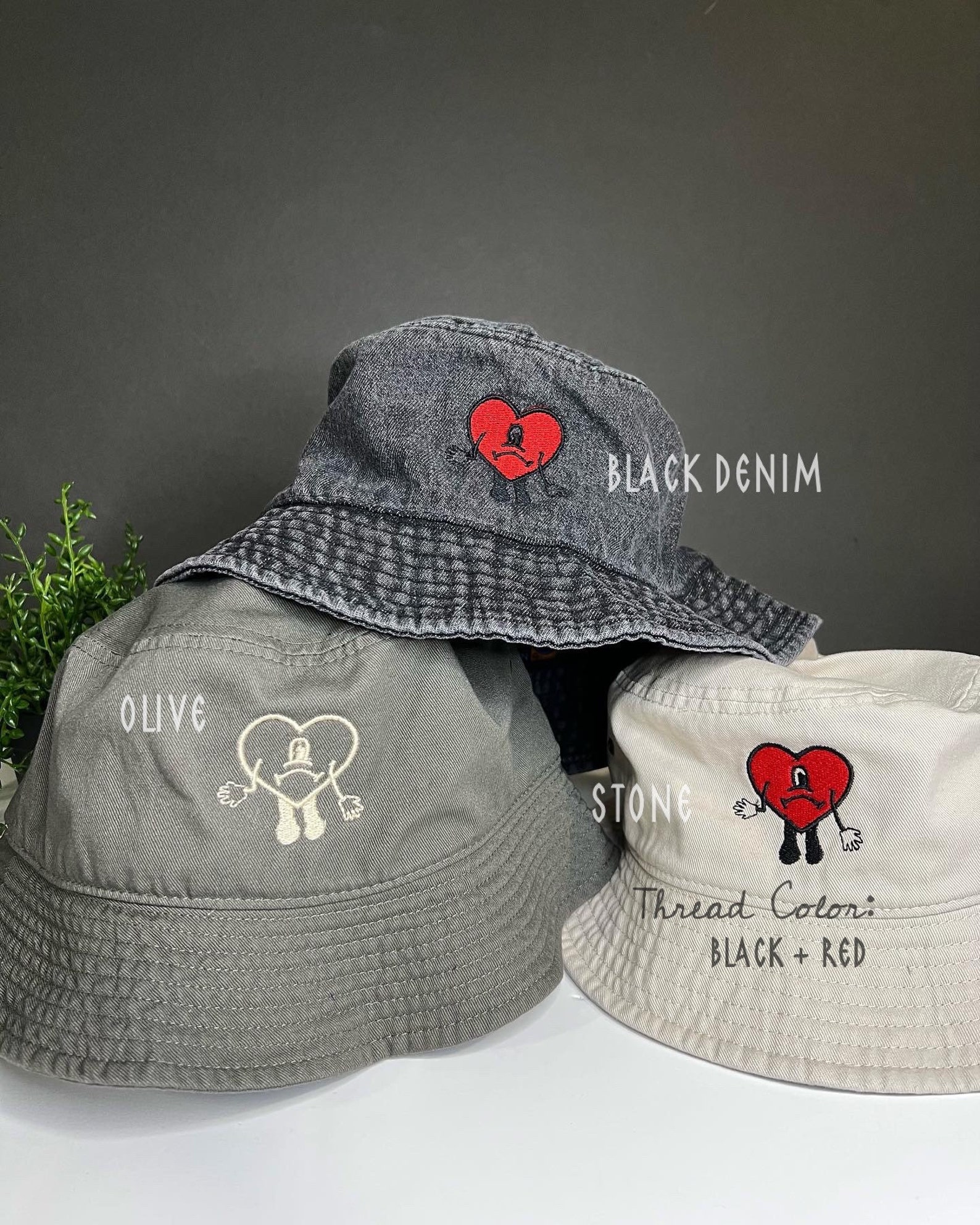 Embroidered Sad Heart Bucket Hat - Etsy UK