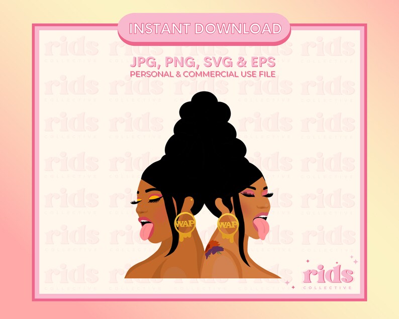 Cardi B Megan Thee Stallion Wap Cover Heart SVG PNG EPS Clip Art ...