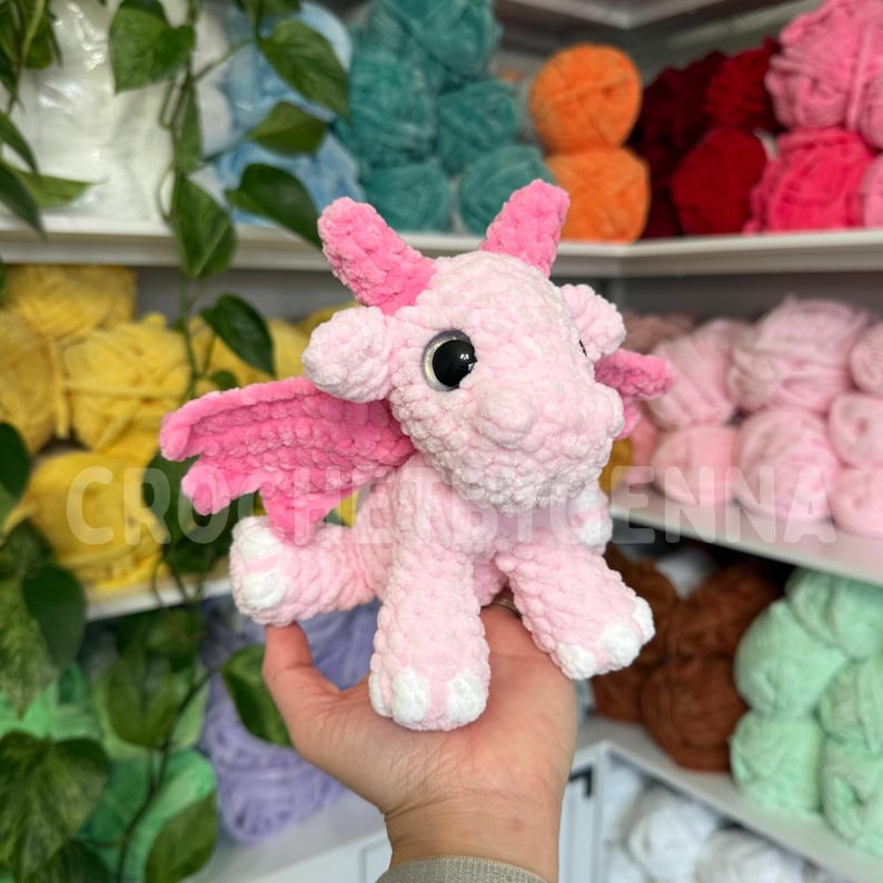 Crochet Mini Dragon Pattern Amigurumi Stuffed Animal Sitting Dragon ...