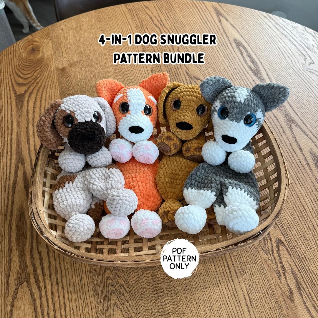 Crochet Dog Snuggler Pattern 4-in-1 Bundle Husky Corgi Labrador ...