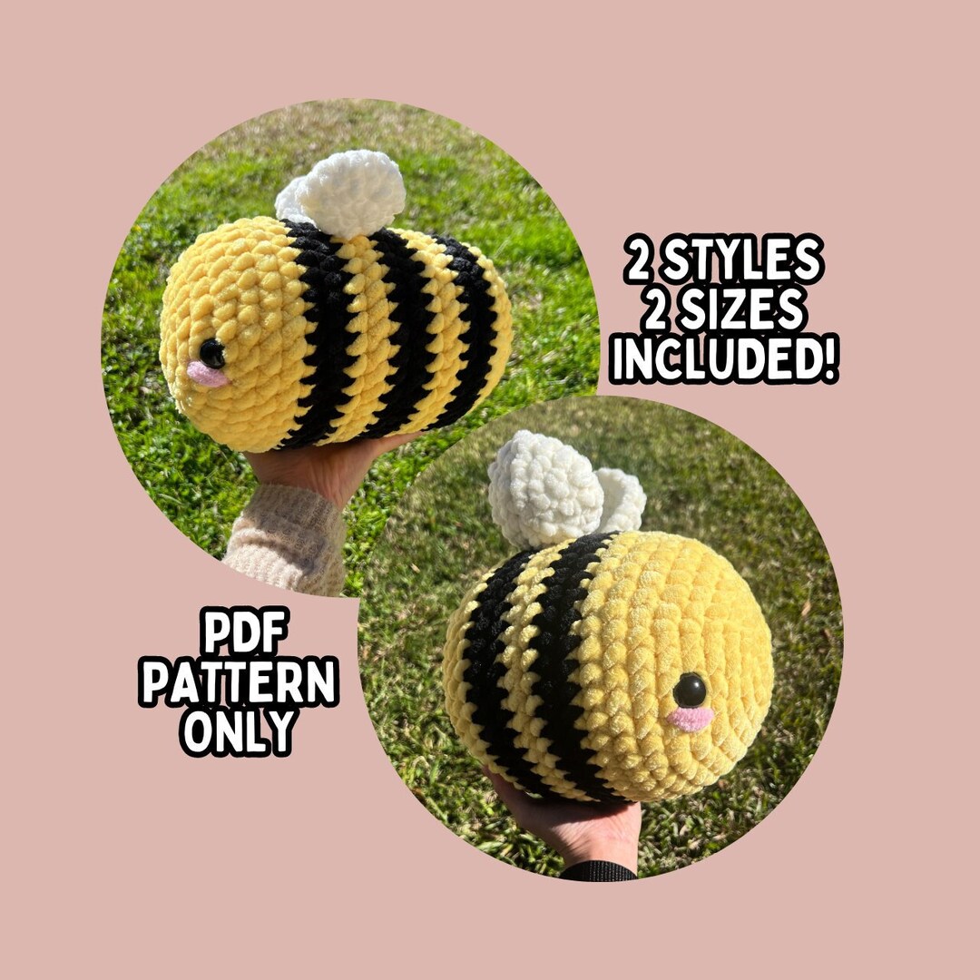 PATTERN Crochet Bee Plushie PDF Download Two Sizes Beginner - Etsy
