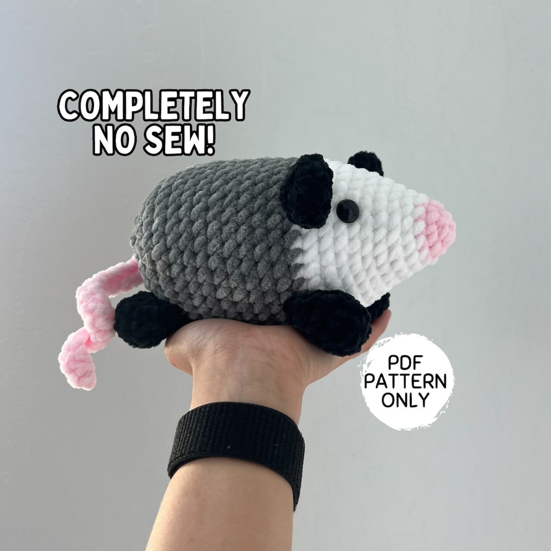 Crochet Possum Pattern NO SEW Opossum Laying Down Sploot Regular Size ...