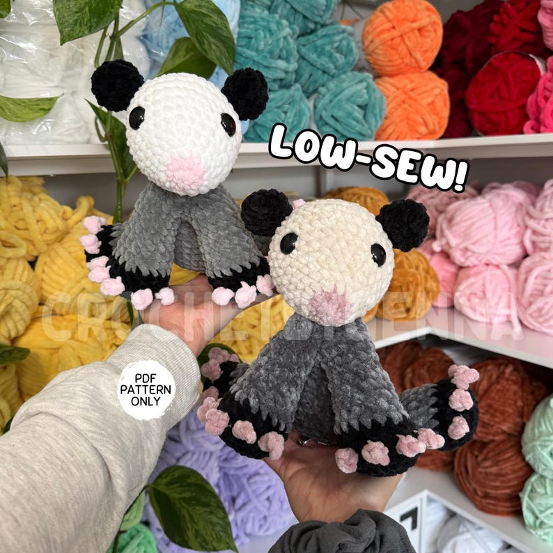Crochet Sitting Opossum Crochet Pattern Stuffed Animal Amigurumi Possum ...