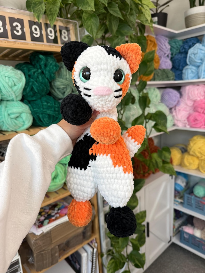 Crochet Cat Snuggler Pattern 3-in-1 Bundle Snuggler Lovey Calico Stripe ...