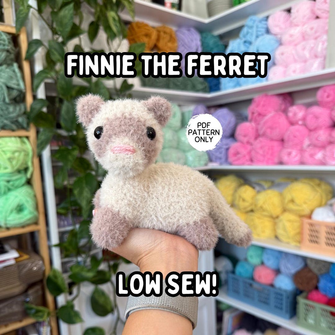 Crochet Ferret Pattern LOW SEW Standing Ferret Fuzzy Ferret Pet ...