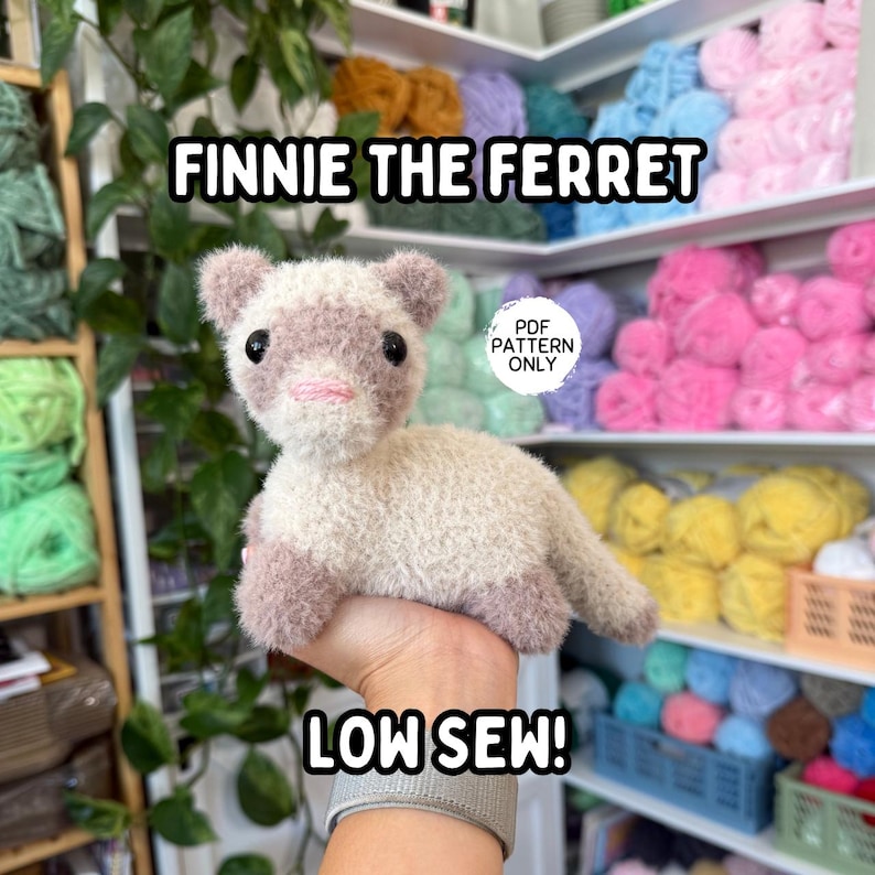 Crochet Ferret Pattern LOW SEW Standing Ferret Fuzzy Ferret Pet ...