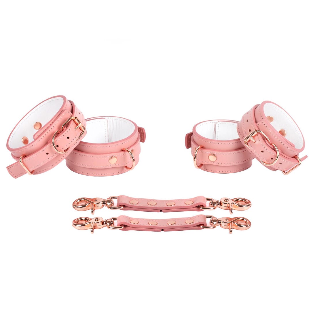 BDSM Bondage Leather Restraints Set Handcuffs and Anklecuffs 792 Color ...