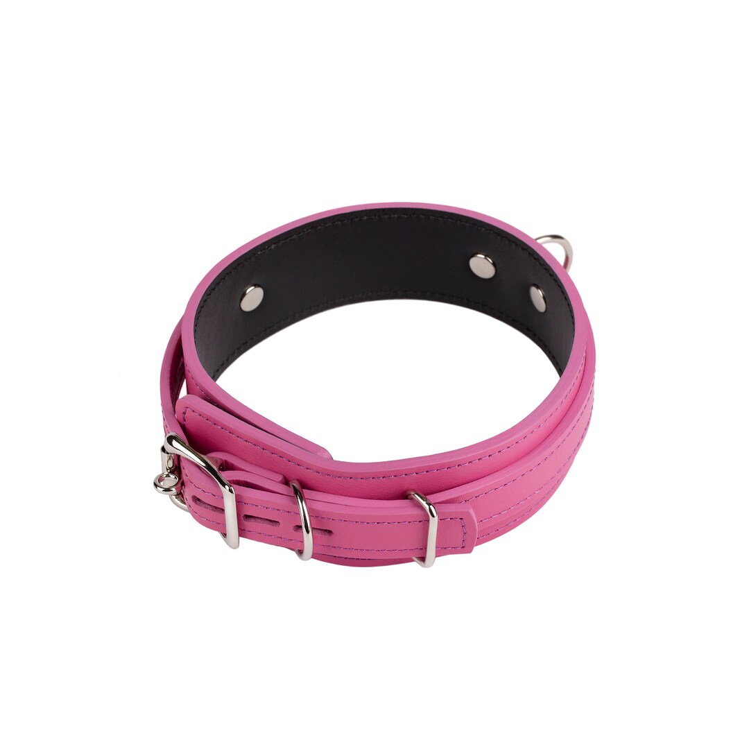 Handmade Purple-black Leather Locking Lockable Collar for Woman Sub and ...