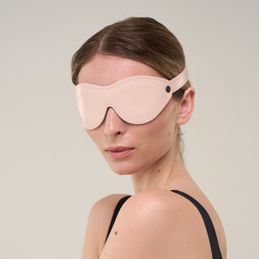 Light Pink Leather Blindfold for Adult, Eye Sleep Mask ( 72 Color ...