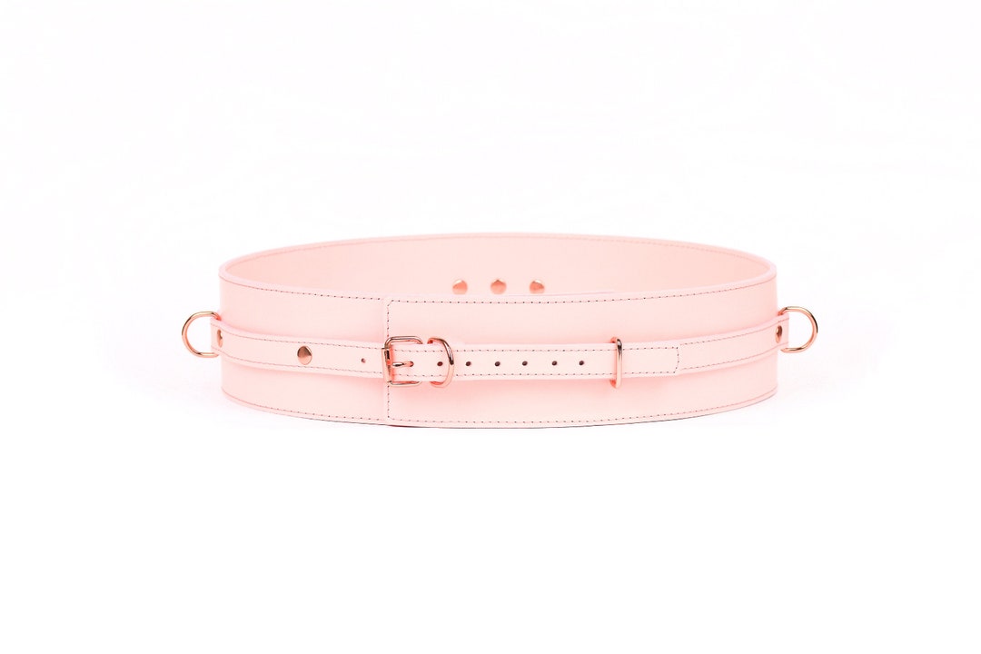 Handmade Light Pink Leather Waist Garter Belt and Cuffs Set 792 Color ...