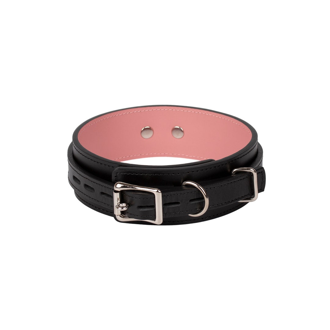 Handmade Black-pink Leather Locking Lockable Collar for Woman Sub and ...