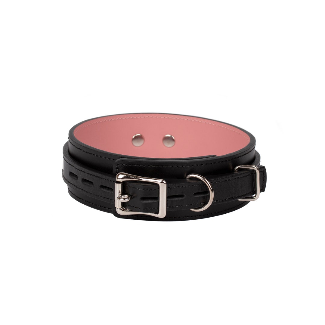 Handmade Black-pink Leather Locking Lockable Collar for Woman - Etsy