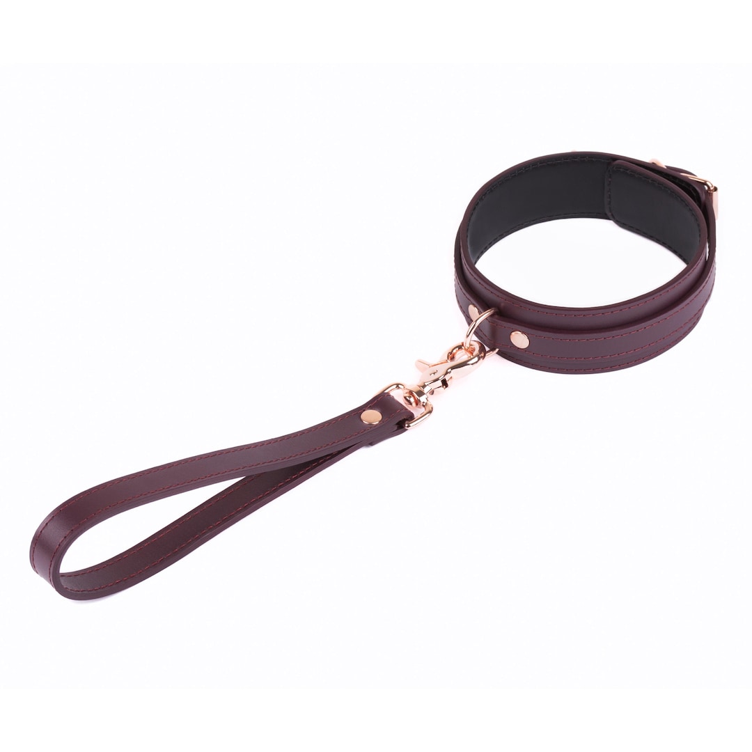 Handmade Bordo Leather Sub Collar With Human Pet Short Leather Leash792 ...